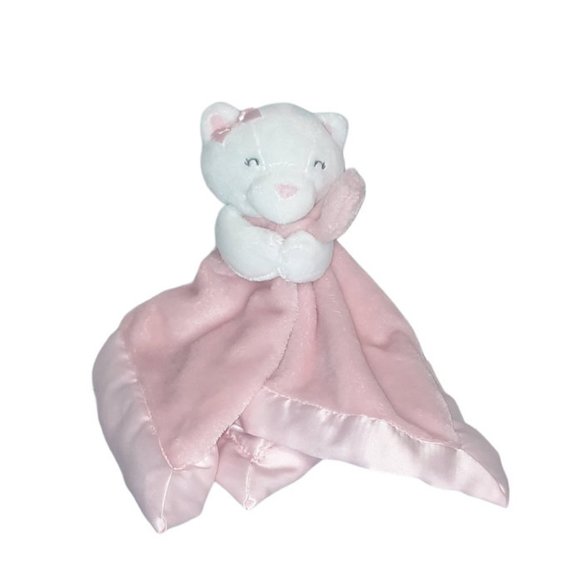Carter's | Bedding | Carters White Kitty Cat Pink Security Blanket ...